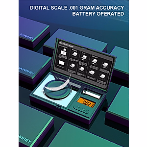 Milligram Scale 0.001 Gram Accuracy | 50g Precision Pocket Digital Scale for Reloading Powder Capsule Supplement Medicine Jewelry Gold Coins | 6 Units - g oz ct ozt DWT gn | Dazzling Green & Purple