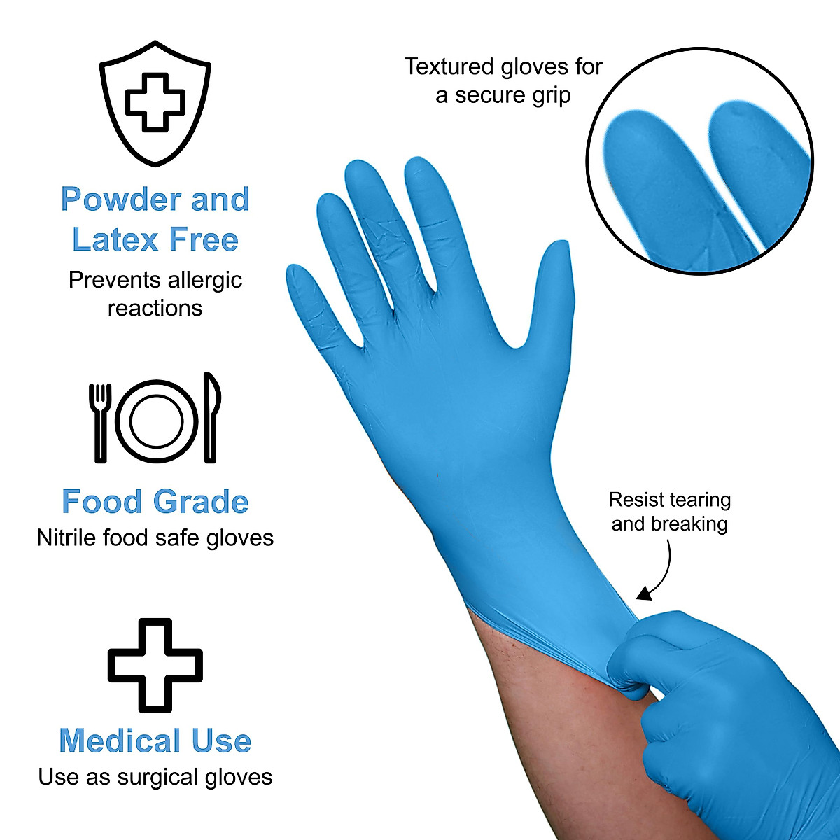 VGuard A11A11 Nitrile Gloves Disposable Gloves - 1 Box 100CT 3.5mil Small Blue Powder Free Nitrile Gloves Box