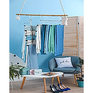 CINKSY Pants Jeans Hangers Space Saving 5 Layers Clothes Hangers with Non-Slip Foam Padded Swing Arm Trousers Hangers Heavy Duty Multi-Layer Pants Rack for Slacks Scarf - 2 Pack