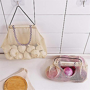 LERTREE 5PCS Breathable Hanging Mesh Bag, Kitchen Storage Holder Bags for Potatoes, Onions, Garlics, Vegetables, Fruit