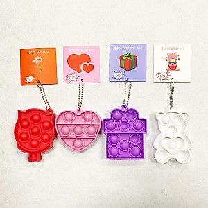 JoFAN 12 Pack Mini Valentines Fidget Sensory Simple Pop Toys with Cards for Kids School Class Classroom Valentines Day Cards It Gifts Prizes Party Favors