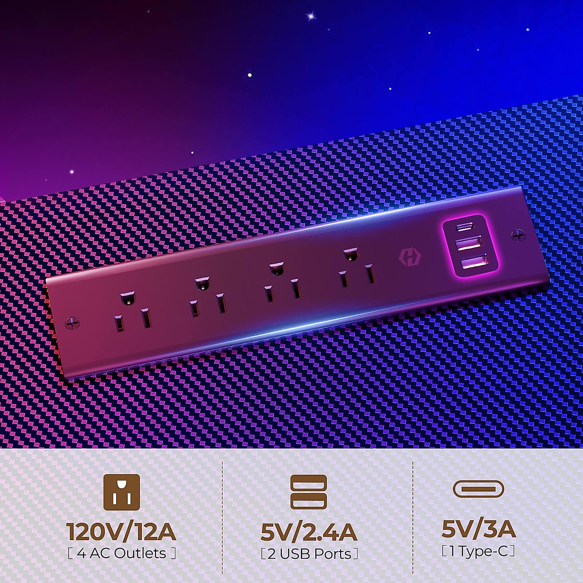 SEVEN WARRIOR L Shaped Gaming Desk with LED Lights & Power Outlets, 63” Reversible Corner Desk with Storage Shelf, Computer Desk with Monitor Stand, Gaming Table with Cup Holder, with Hooks, Black