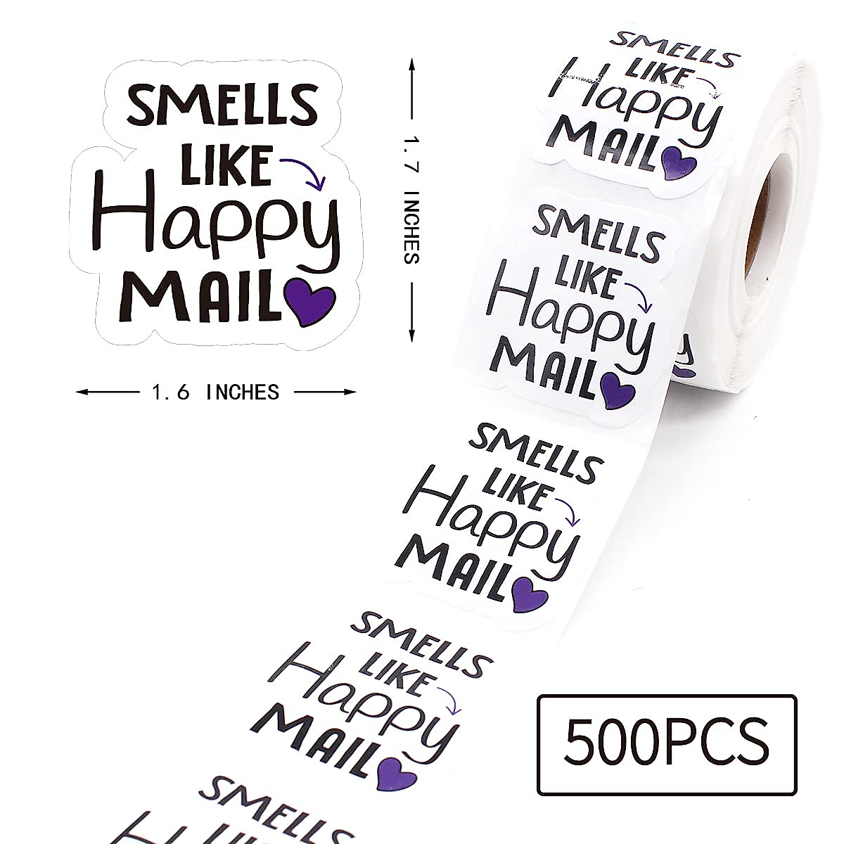 Littlefa Smells Like Happy Mail Stickers,Cute Mail Stickers,Small Business Stickers,Envelopes Seal Stickers,Funny Happy Mail Packaging Stickers 500 PCS