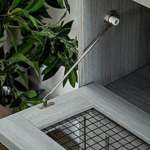HOMCOM Sideboard Buffet Cabinet, Kitchen Cabinet with Metal Grid Flip Drawer, Adjustable Shelf, Accent Cabinet for Living Room, Grey