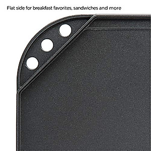 Ecolution 19.5” x 11, Non-Stick, Dishwasher Safe, Double Burner Family Pan Cookware, Cast Aluminum, Reversible Grill/Griddle, Black
