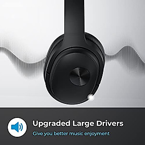 phonicgrid SE7 Hybrid Active Noise Cancelling Headphones, Bluetooth Wireless Headphones, Over Ear Bluetooth Headphones with ENC Clear Calls, Deep Bass, Bluetooth 5.1, 30Hrs for Talk/Music/Work, Black