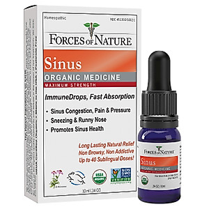 Forces of Nature Sinus, Organic Maximum Strength Homeopathic Medicine, 0.34 Fl Oz, Immune Support & Multi Symptom Relief from Congestion, Sinus Pressure, Pain, Sneezing, Runny Nose, Non-Drowsy