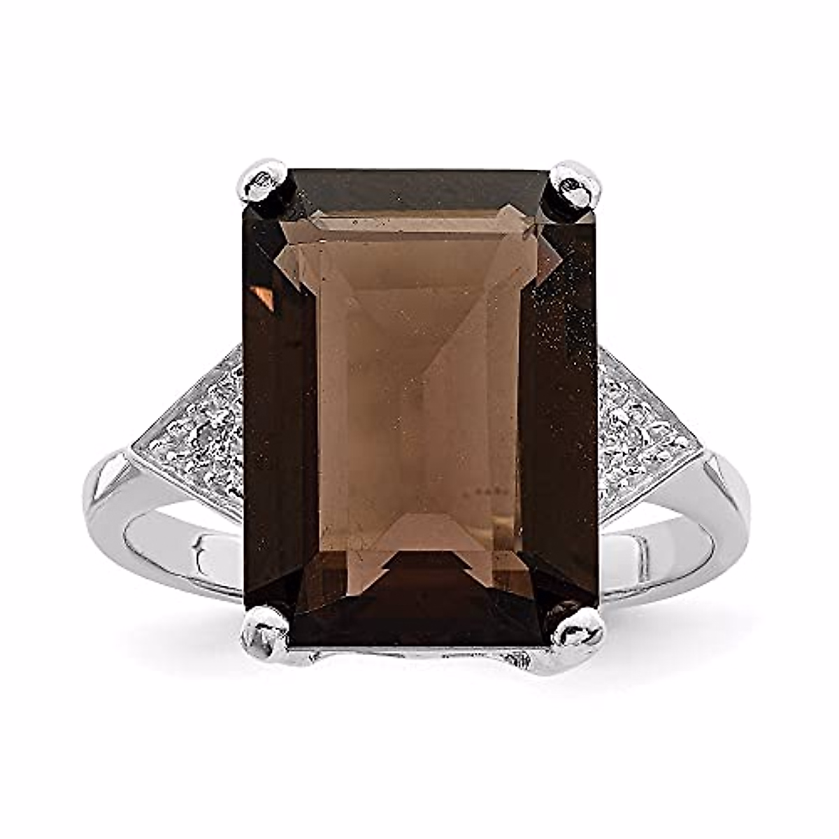 IceCarats 925 Sterling Silver Brown Smoky Quartz Diamond Ring Gemstone Band Size 6