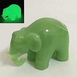 Seyee-bro Glowing Man-Made Jade Stone Ornament Craft Elephant Statue Sculpture Animals Figurines for Home Office Decoration Garden Statues
