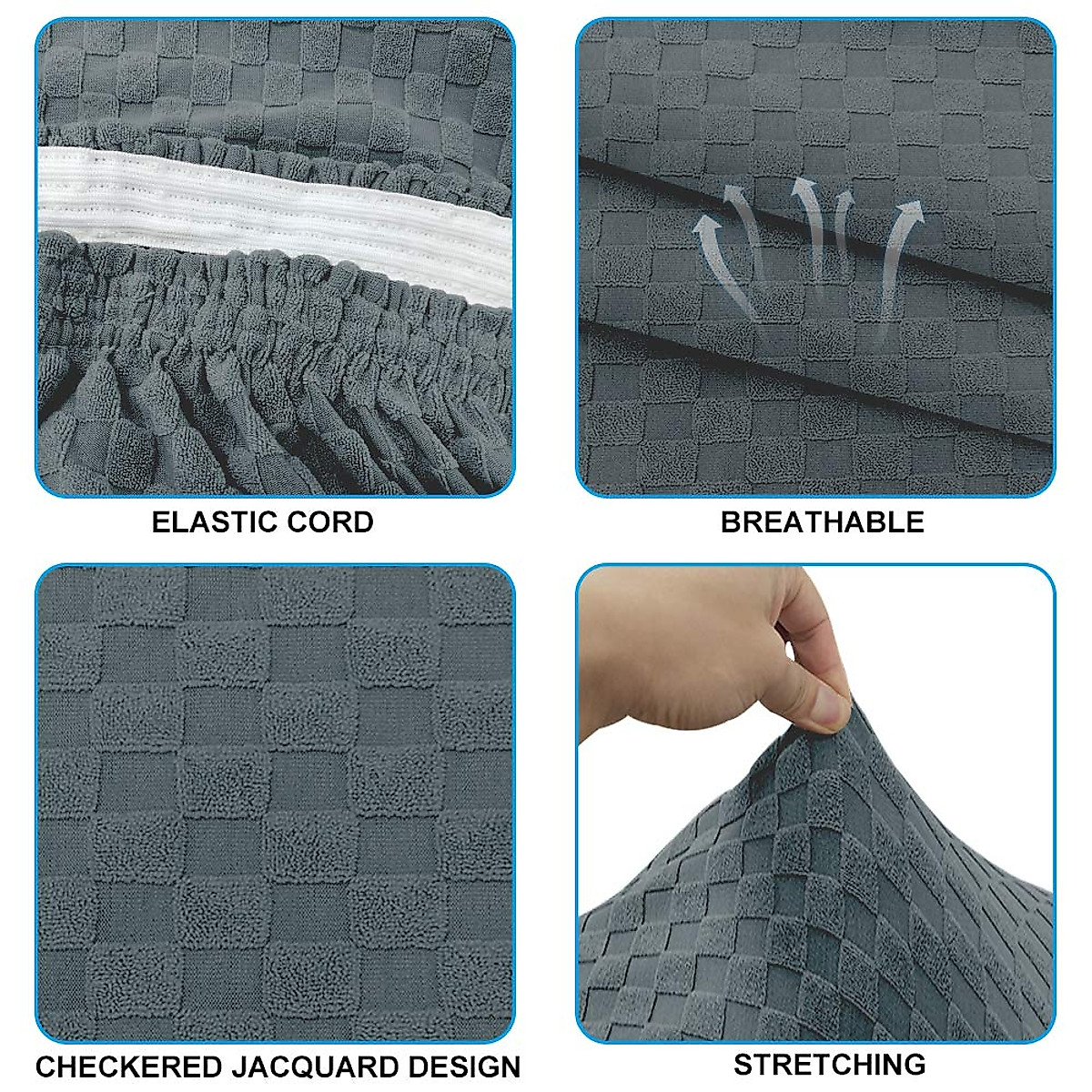 NORTHERN BROTHERS Chair Covers for Dining Room Set of 4, Stretch Fit Washable Removable Spandex Kitchen Table Parsons Chair Protectors Slip Covers, Light Grey