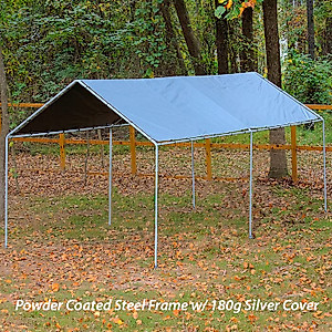 King Canopy Original 10-Feet by 20-Feet, 1 3/8-Inch Steel Frame, 6-Leg, Carport, Grey, KMK1PCS