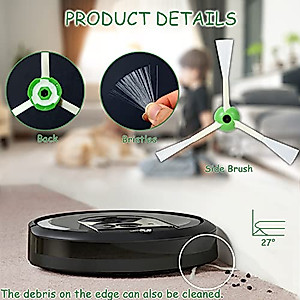 Gusnilo 6 Side Brush Replacement Accessories for irobot Roomba i/e Series Robotic Vacuum Cleaner E5 E6 i3 i3+ i7 i7+ i6 i6+ j7 j7+ Replacement Parts Kit with 6 Screws 1 Screwdriver 1 Small Brush