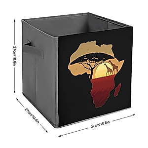African Safari Giraffe Large Cubes Storage Bins Collapsible Canvas Storage Box Closet Organizers for Shelves