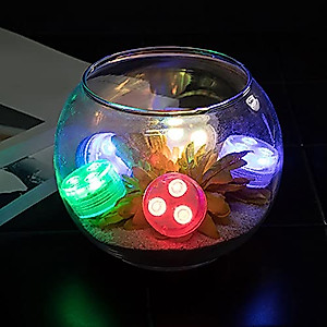 EMVANV Submersible Led Lights, Mini Underwater Light 3 LED RGB Tea Lights Candles, Hot Tub Pond Lights with Remote for Fountain Aquariums Vase Garden Party(6pcs)
