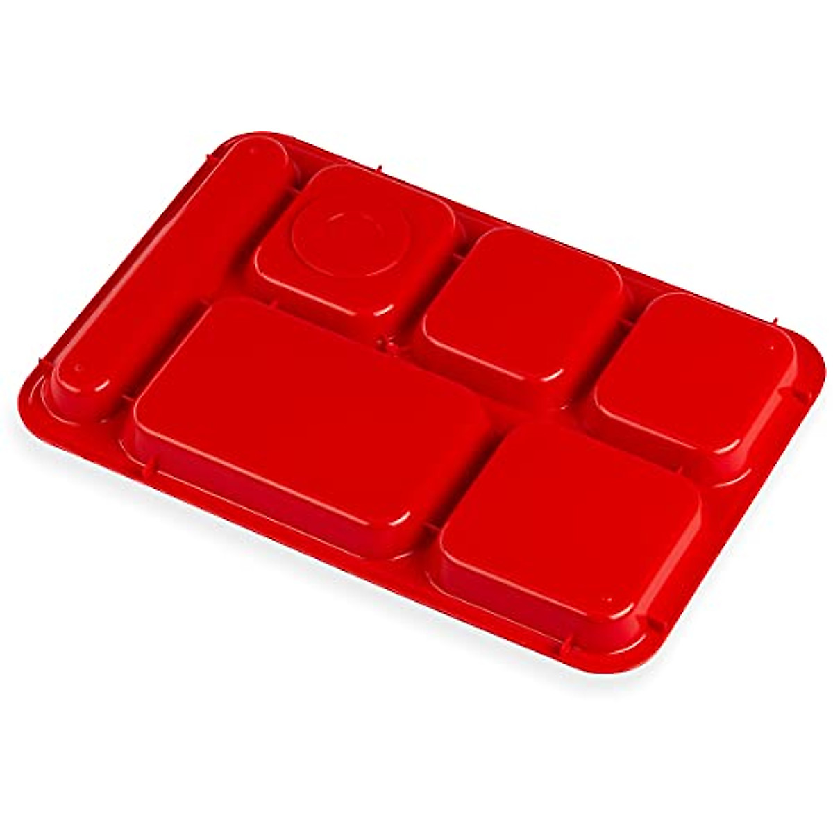 Carlisle FoodService Products P614R05 Right-Hand 6-Compartment Polypropylene Tray, 10" x 14", Red