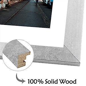 Golden State Art, 16x20 Wooden Picture Frame - Mat for 11x14 Photos - Real Glass - Horizontal and Vertical Wall Display, Great for Engagement, Wedding, Silver, 1 Pack