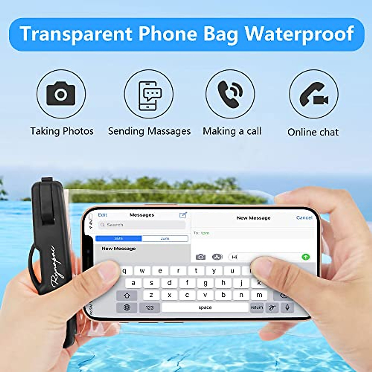 Waterproof Pouch and Cell Phone Case Set - Ideal for Beach Water Sports, Boating, Snorkeling, Kayaking, Rafting, Sailing - Includes 2 Clear Phone Dry Bags and 2 Fanny Packs, Perfect Cruise Essentials