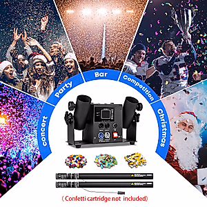 Professional Confetti Launcher Cannon Machine, Confetti Blower Machine Confetti Cannon DMX/Remote Control for Gender Reveal Weddding Disco Show Club Stage Party (2 shot)