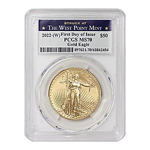 2022 W 1 oz American Gold Eagle MS-70 First Day of Issue West Point Label $50 MS70 PCGS
