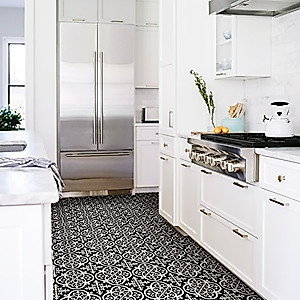 FloorPops FP2475 Gothic Peel & Stick Floor Tiles, Black