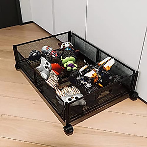 MSUIINT Under Bed Storage, Under the Bed Storage Containers with Wheels, Under Bed Storage Organizer Drawer, Tool-free Assembly Metal Underbed Storage Locker for Bedroom Clothes Shoes Blankets, White