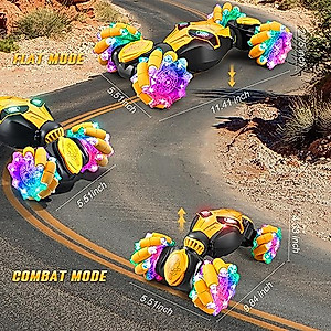 FUUY 1:18 Gesture RC Car Remote Control Car Smart Hand Controll Watch with Lights & Music Double-Sided Off Road Vehicle Cool Toys Cars for Kids 6 Year Old Boy Toys, Yellow