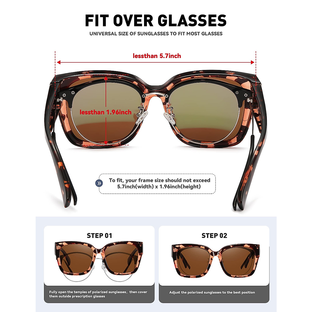 MEETSUN Fit Over Glasses Sunglasses for Women Men Large Trendy Polarized Sunglasses for Driving UV Protection Tortoise Brown