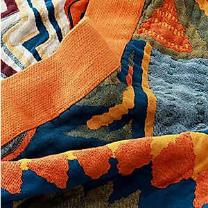 MEJU The Sun Round Bohemia Geometry Muslin All Season Blanket for Bed Sofa Couch, 100% Combed Cotton 4 Layer Soft Warm Quick Dry Throw Blanket Bed Coverlet Sheet (Round, Twin 59" X 78")