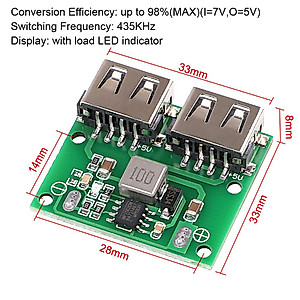 MakerHawk 4pcs USB DC-DC Voltage Buck Regulator Step Down Power Supply Module 9V 12V 24V to 5V Dual USB Output Buck Voltage Board 3A 6-26V Car Charge Charging Regulator