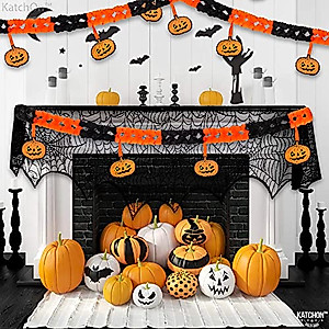 Halloween Pumpkin Garland - 10 Feet, 2 Pieces | Halloween Banner for Mantle | Halloween Garland, Halloween Birthday Party Decorations | I Smell Kids Halloween Decorations | Halloween Party Decorations