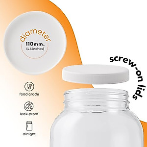 One gallon Wide Mouth Glass Jar with Lid-Set of 4