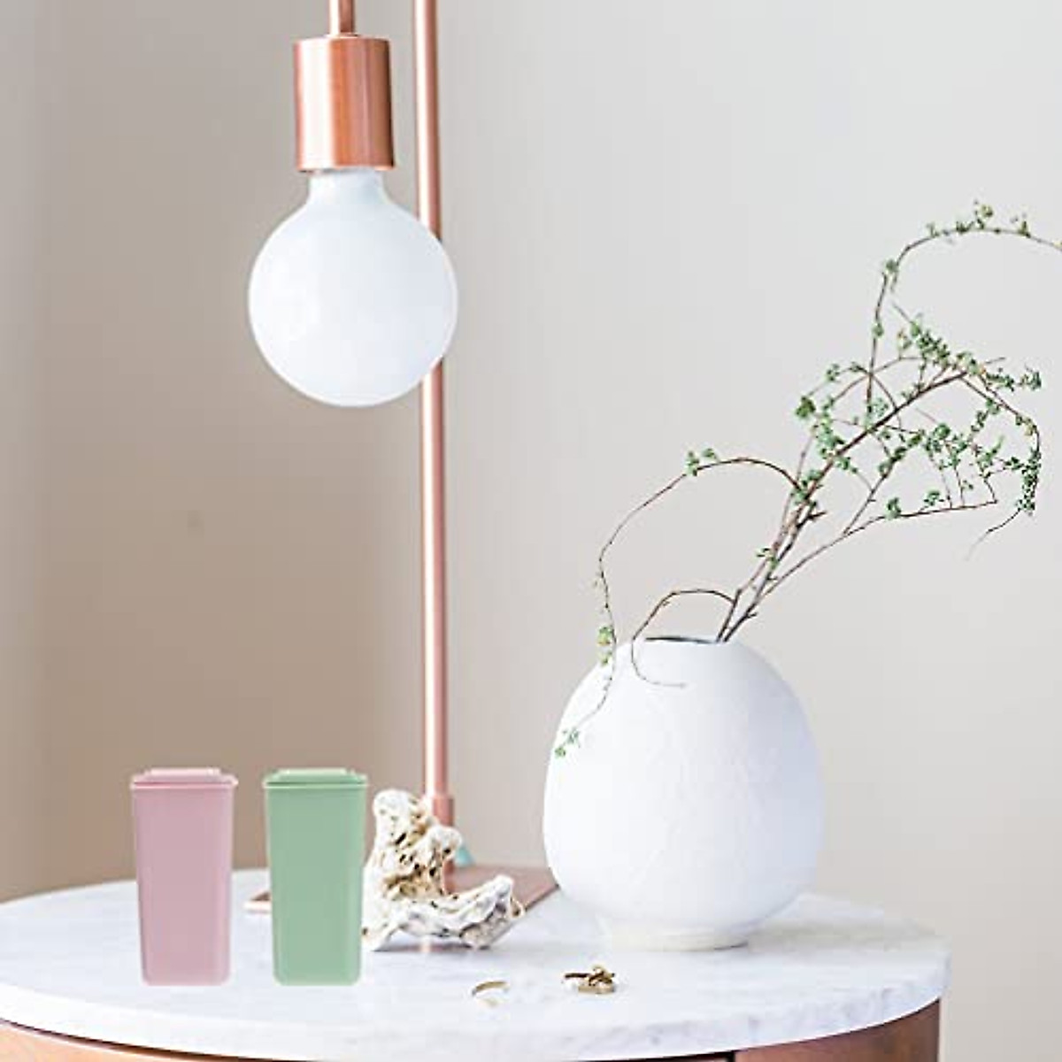 Cabilock Automotive Garbage Cans 2pcs Desktop Garbage Pails Mini Trash Can with Lid Plastic Small Garbage Can Little Tiny Waste Basket Trash Bin for Home Office Green Black Office Trash Cans