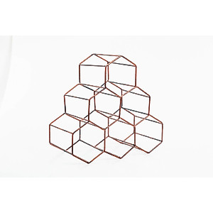 Asian Home Geometric Hexagon 6 Bottle Desktop Wine Rack Freestanding Countertop Bottle Holder for Wine Storage, Metal, Copper