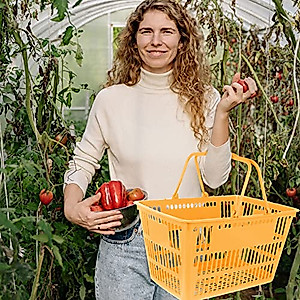 POPETPOP Plastic Shopping Basket with Handle- 16L Portable Handheld Storage Basket Used for Supermarket, Retail, Bookstore