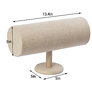 Coward T-Bar Beige Headband Holder Organizer,Hairband Display Stand,Hairband Storage Rack for Girls And Women (detachable yellow linen)