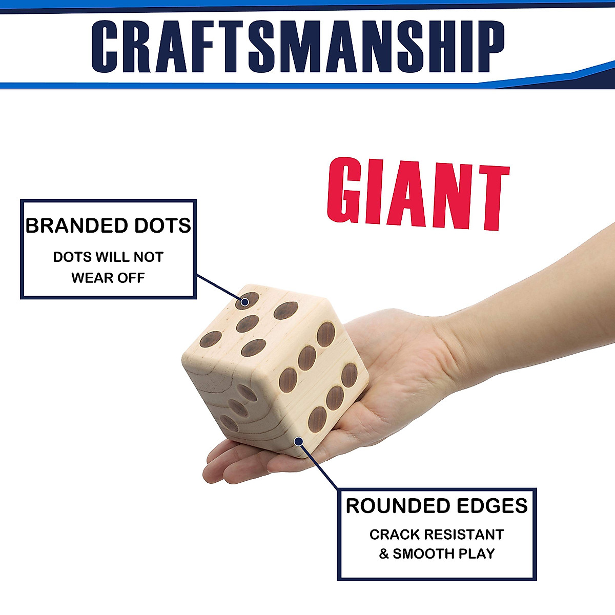 Giant Wooden Set of 6 Yard Dice with Yardkle and Yardzee Scoreboard-Yard Outdoor Games for Adults and Family Giant Lawn Games-Choose Your Set