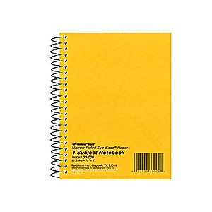 National Brown Board Cover Notebook, Narrow Ruled, 1 Subject, Green Eye-Ease Paper, 10" x 8", 80 Sheets (33008)