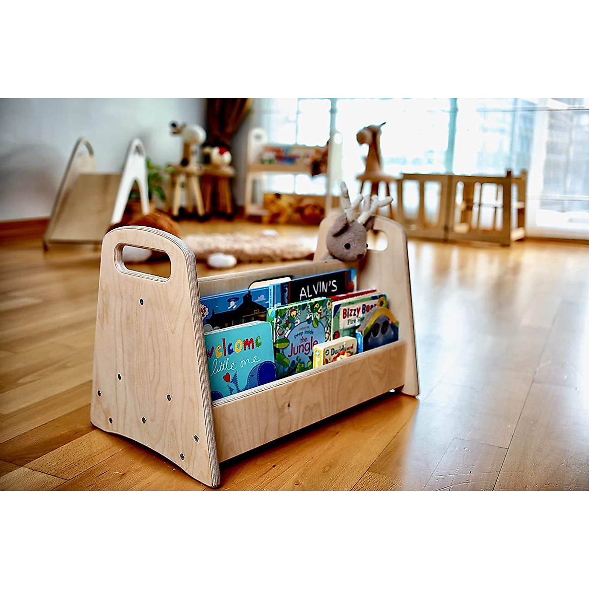 Montessori Freestanding Bookshelf | Storage Bookshelf | Easy Access Wooden Book Rack | Storage with Wooden Shelves for Your Kid's Books | Perfect Height for Kids (Medium)