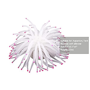 Mallofusa Artificial Aquarium Fish Tank Decoration Silicone Sea Anemone Artificial Fish Tank Ornament Decoration (White)