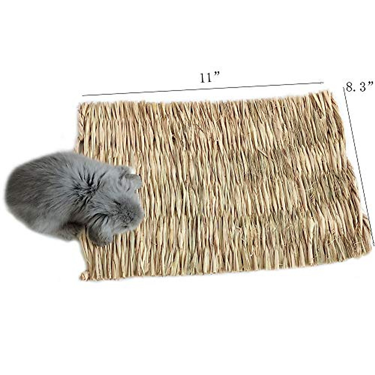 Grass Mat Woven Bed Mat for Small Animal Bunny Bedding Nest Chew Toy Bed Play Toy for Guinea Pig Parrot Rabbit Bunny Hamster Rat(Pack of 3) (3 Grass mats)
