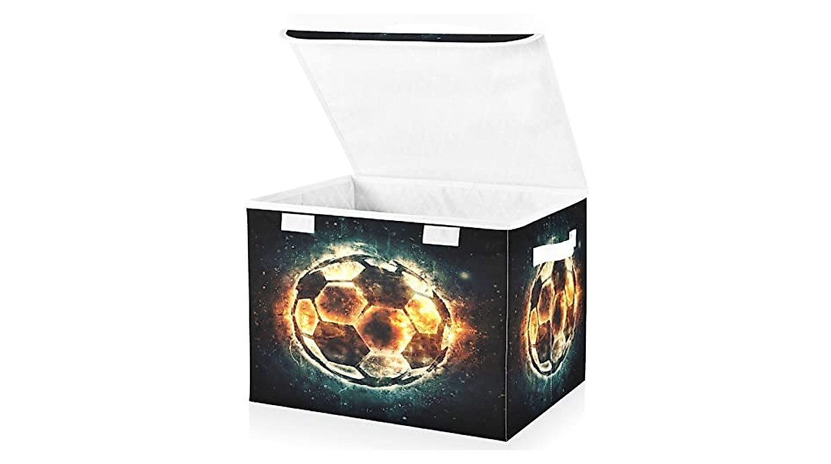 Krafig Burning Soccer Ball Storage Box | Foldable Cube Organizer