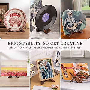 ANBOXIT Plate Stand for Display - 6.5 Inch Plate Holder Display Stand, Wooden Picture Frame Holder, Decorative Table Top Easels for Display