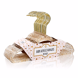 Concepts 20 Pack Premium Heavy Duty Glitter Accrylic Baby Hangers-Elegant for Baby Nursery Space-Saving Non-SlipClothes Hangers with Chrome Hook