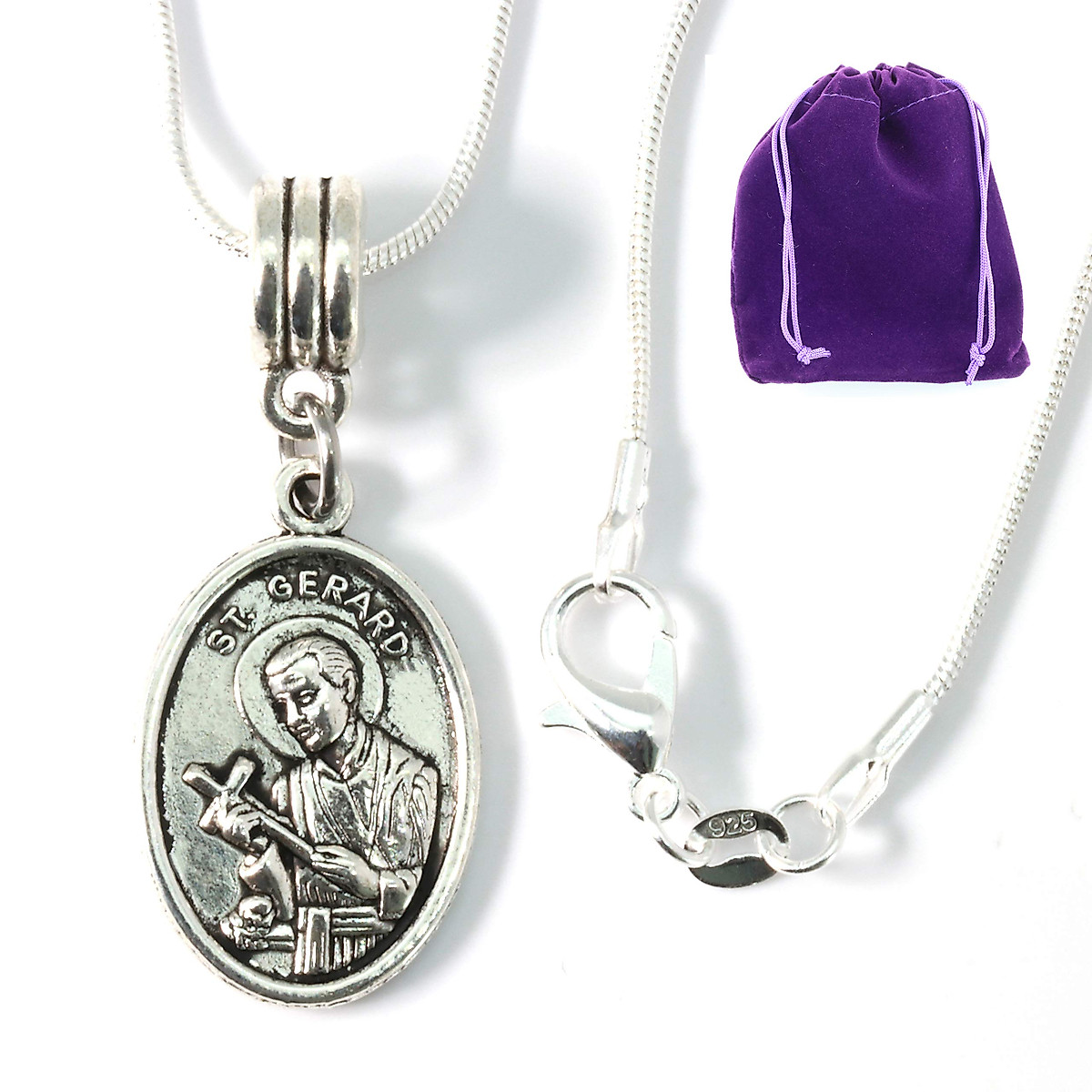 St Gerard Necklace Patron Saint of Pregnancy Charm Necklace St Gerard Pendant Patron Saint of Fertility with a Beautiful St Gerard Charm Fertility Necklace and St Philomena Anchor for Women
