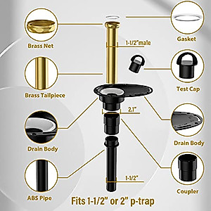 Freestanding Bathtub Drain kit with Brass Tail Pipe and ABS Plastic Adapter,Uni-tub Drain Compatible with Frestanding Bathtubs and Standard Bathtubs, Tub Drain Rough-in Kit with Installation Guide