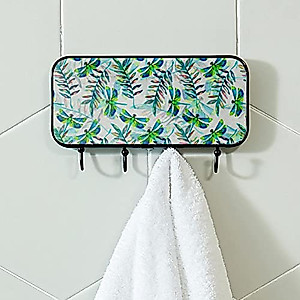 Lyetny Towel Holder Wall Mounted Towel Rack Bathroom Decor Bathrobe Robe Coat Clothing Beautiful Green Dragonfly Bath Towel Hanger Storage Organizer
