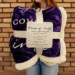 LDS Words of Faith Sherpa Fleece Throw Blanket with Inspirational Phrases for Members of LDS Church