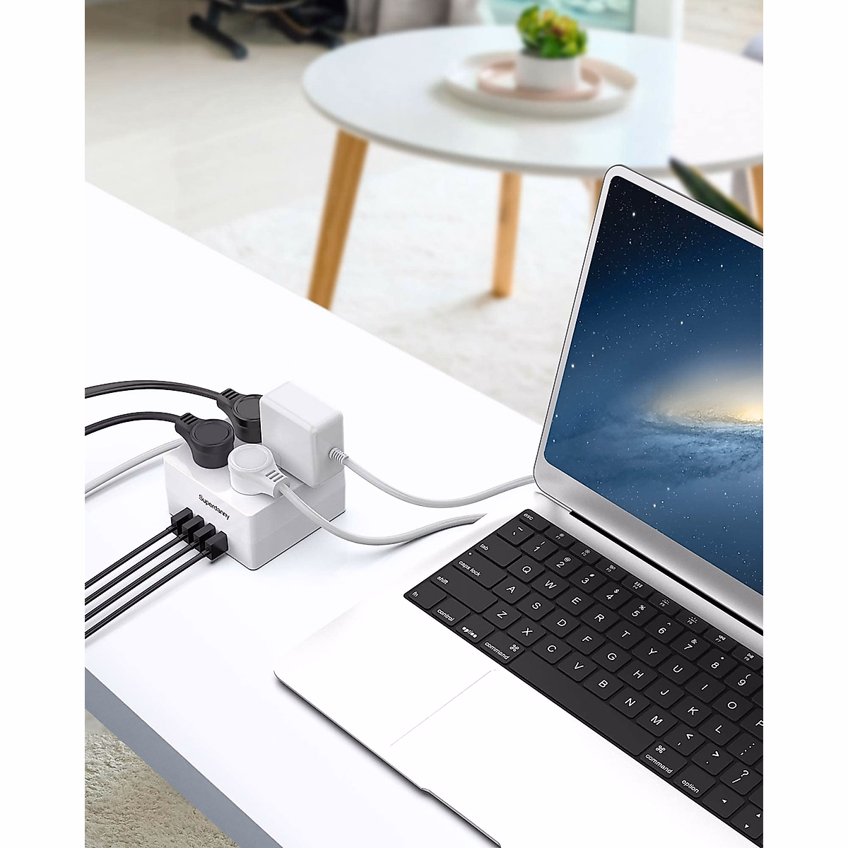 Power Strip, SUPERDANNY Surge Protector, Desktop Charging Station, 4 Outlets, 4 USB Ports, 900 Joules, 5 Ft Extension Cord, Grounded, 3-Prong, Wall Mount, for Home, Office, Hotel, Dorm