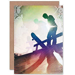Wee Blue Coo Cool Skateboard Grunge Style Sport Teen Birthday Art Sealed Greeting Card Plus Envelope Blank inside