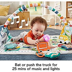 Fisher-Price Activity City Gym to Jumbo Playmat, Infant to Toddler Activity Gym with Music, Lights, Vehicle Toys and Extra-Large playmat